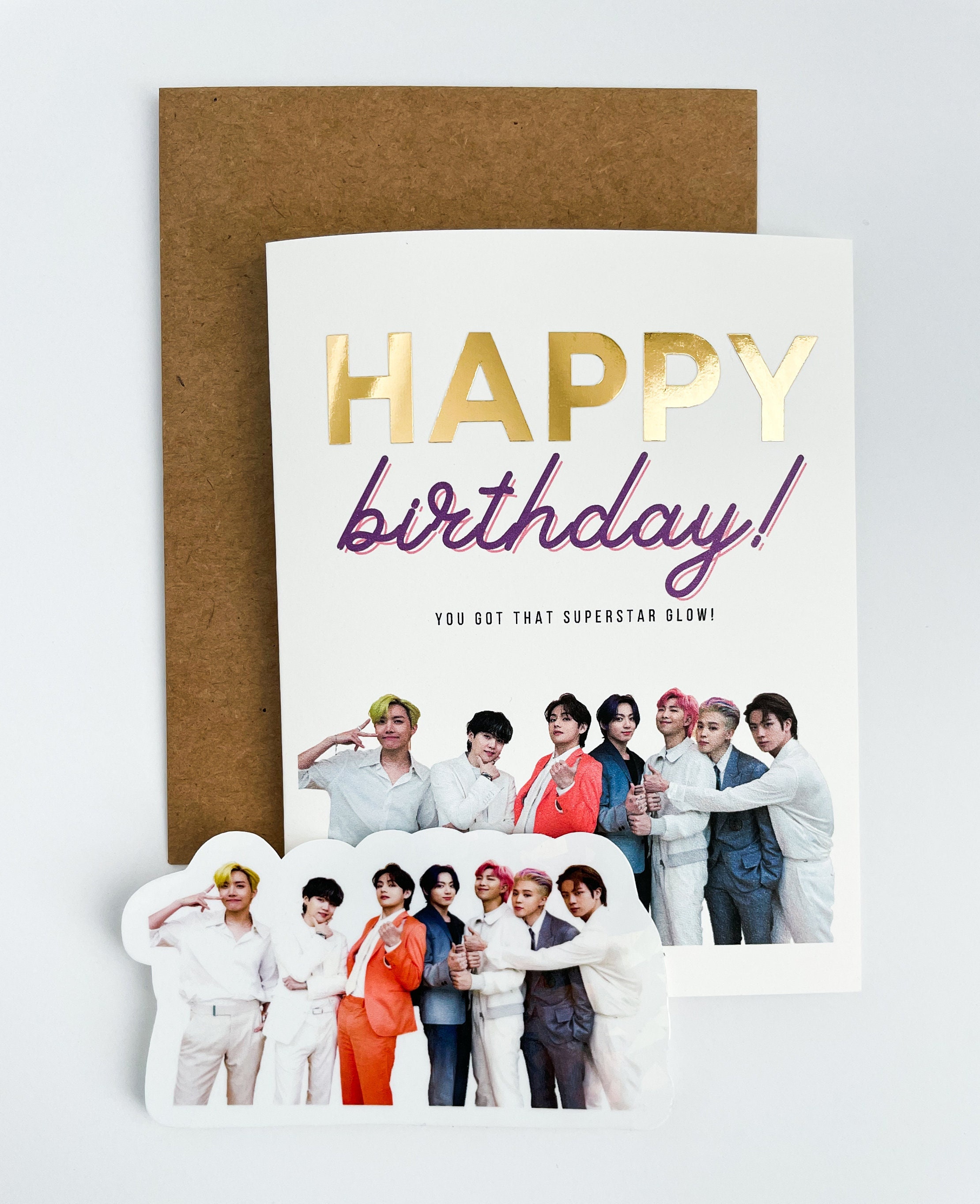 BTS Birthday Card Birthday Cards BTS Stickers Greeting - Etsy