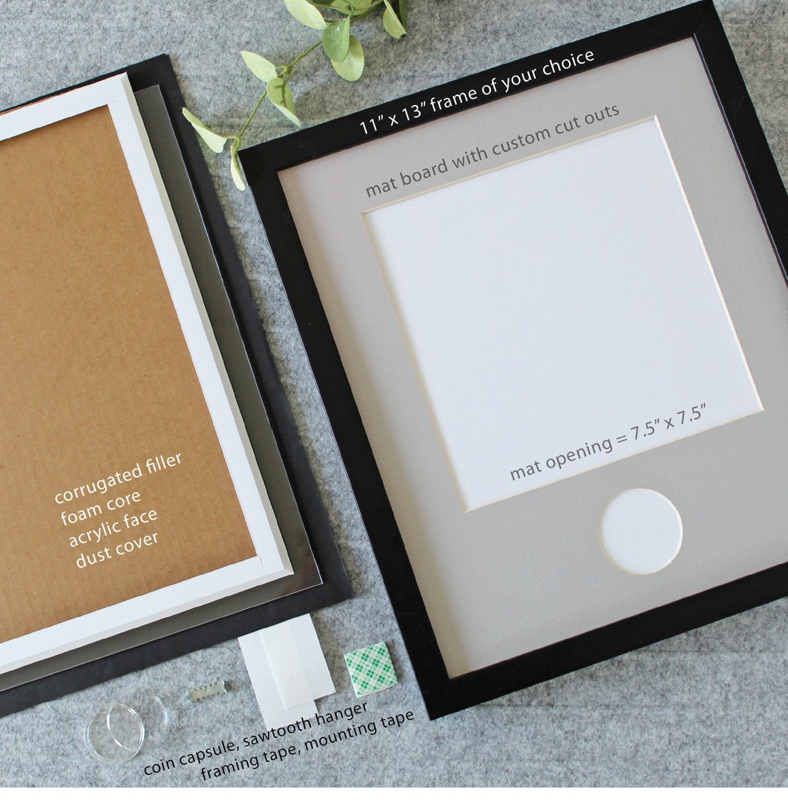 DIY Frame Kit Mat With Square Opening DIY Coin Art Kit | Etsy