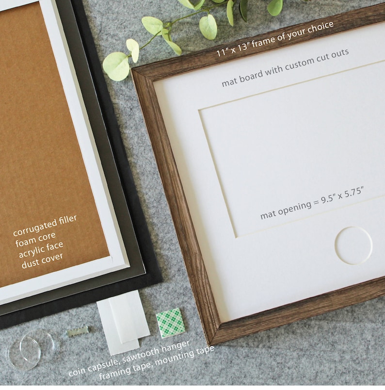 DIY Frame Kit | Mat With Rectangle Opening | DIY Coin Art Kit | Coin ...