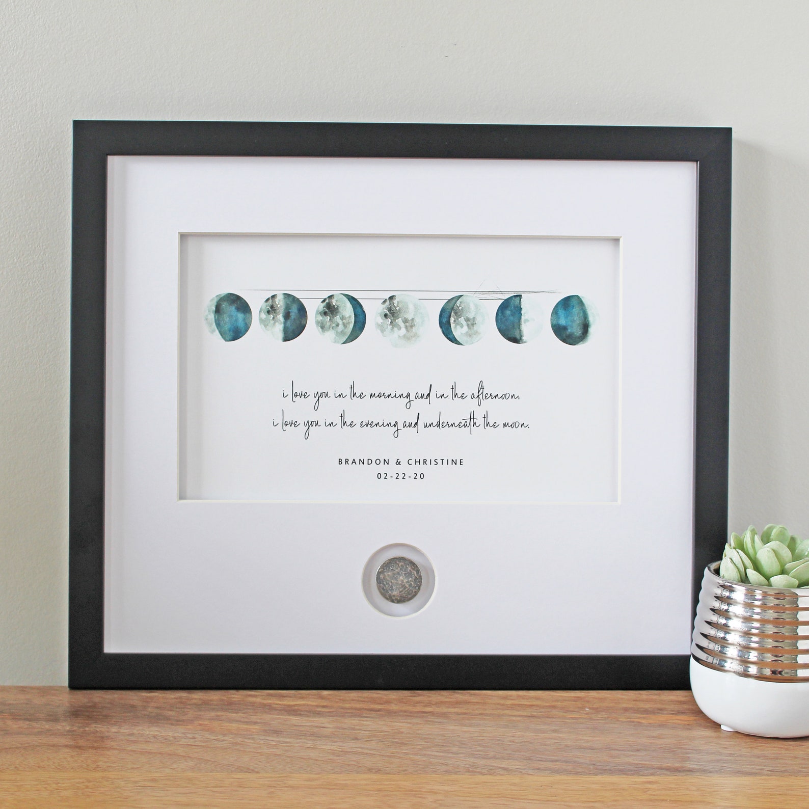 Custom Moon Phase Framed Print with Silver Moon Coin | Etsy