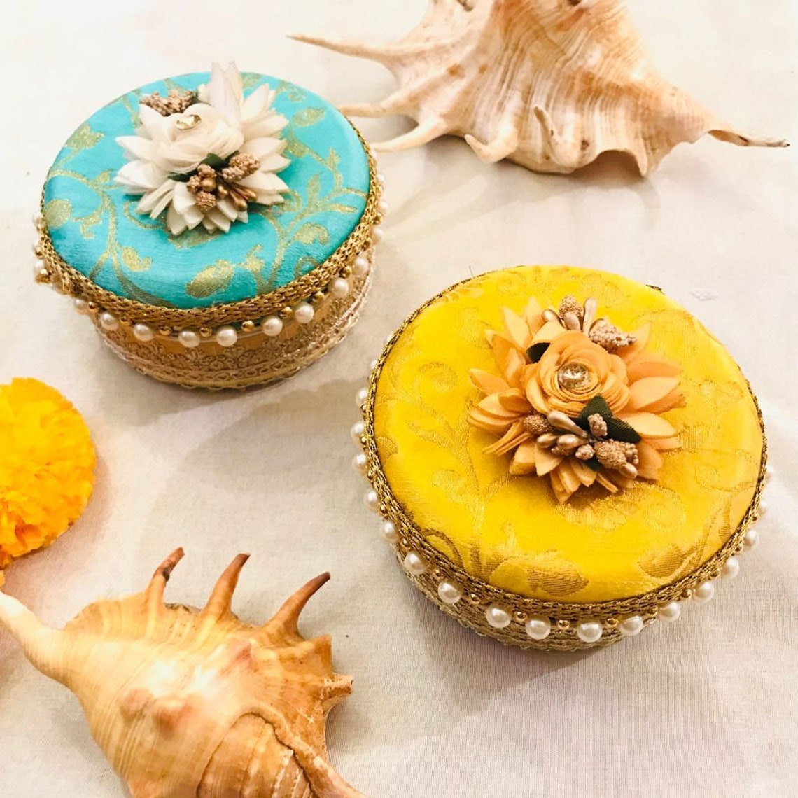 Indian Decor Boxes Beautiful Indian Handmade Round Shape | Etsy