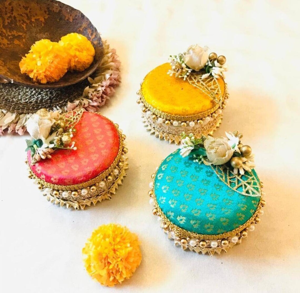 Indian Decor Boxes Beautiful Indian Handmade Round Shape Decorative ...