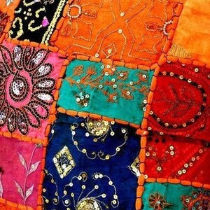 Indian Handcrafted Patchwork & Embroidery Cushion Cover - Etsy
