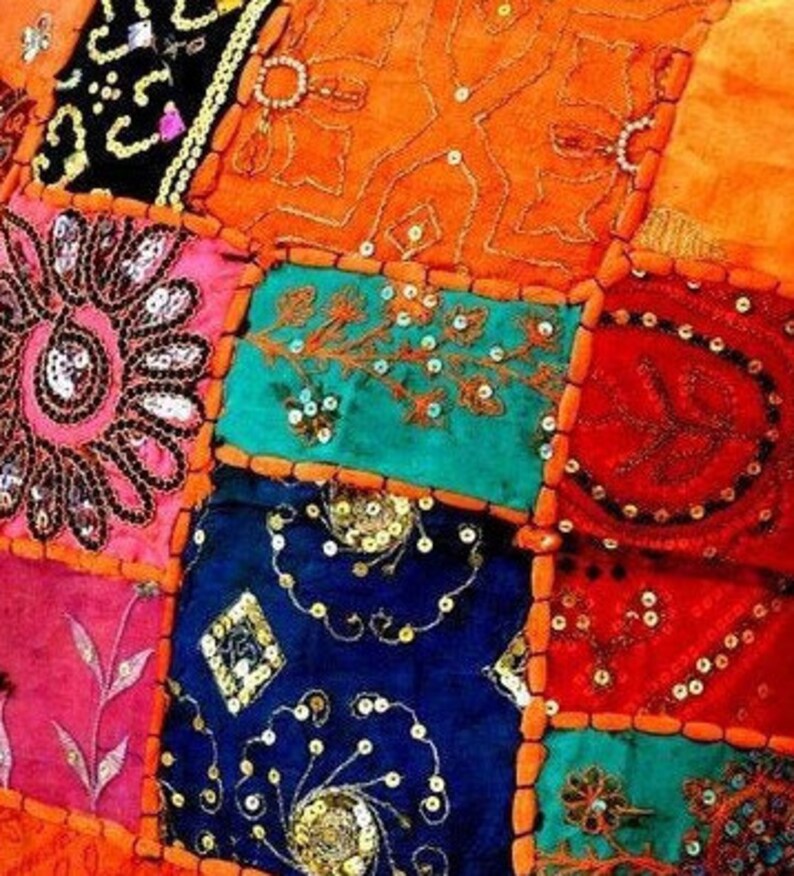 Indian Handcrafted Patchwork & Embroidery Cushion Cover - Etsy