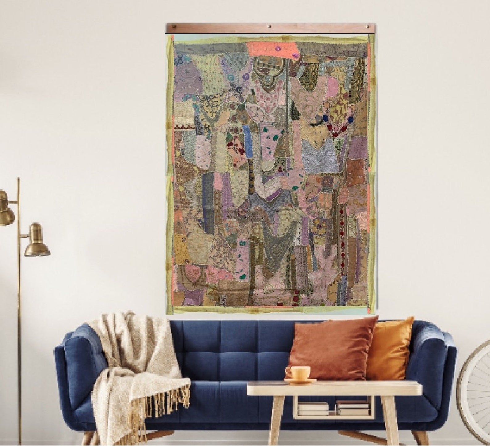 Free Shipping Handmade Patchwork Wall Hanging Tapestry Antique Indian ...