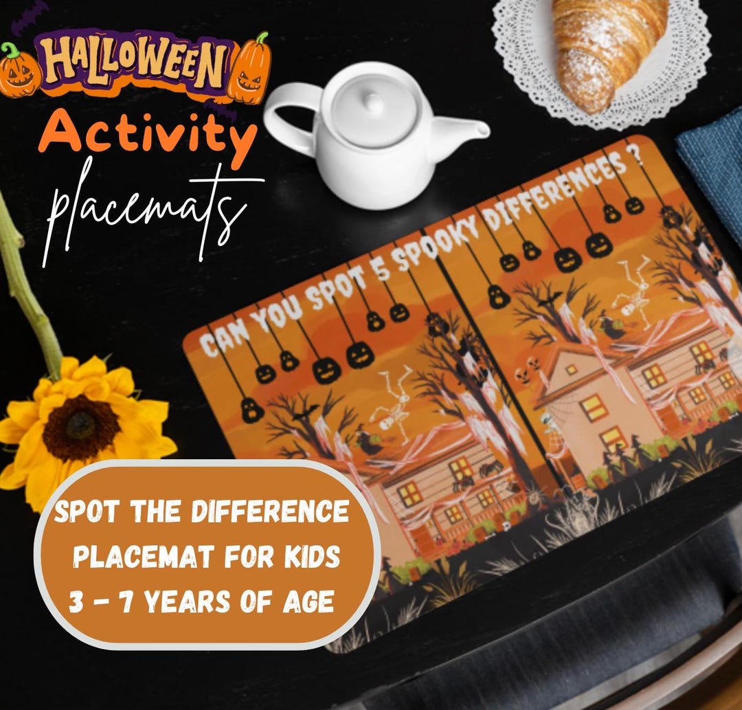 Spot the Difference Halloween Unique Placemat Halloween Activity Sheet ...