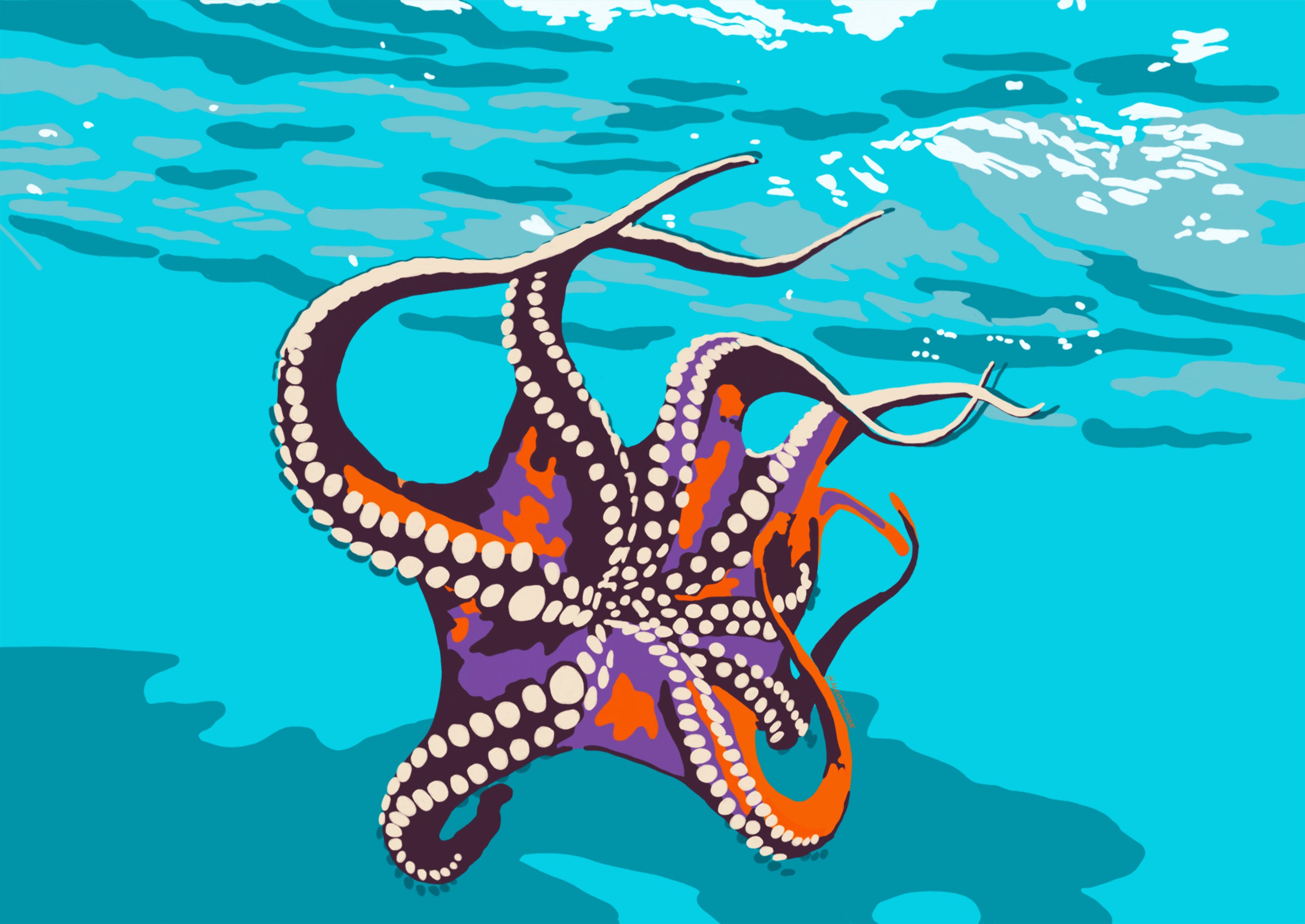Octopus Pop Art Print | Coastal Wall Decor - Etsy