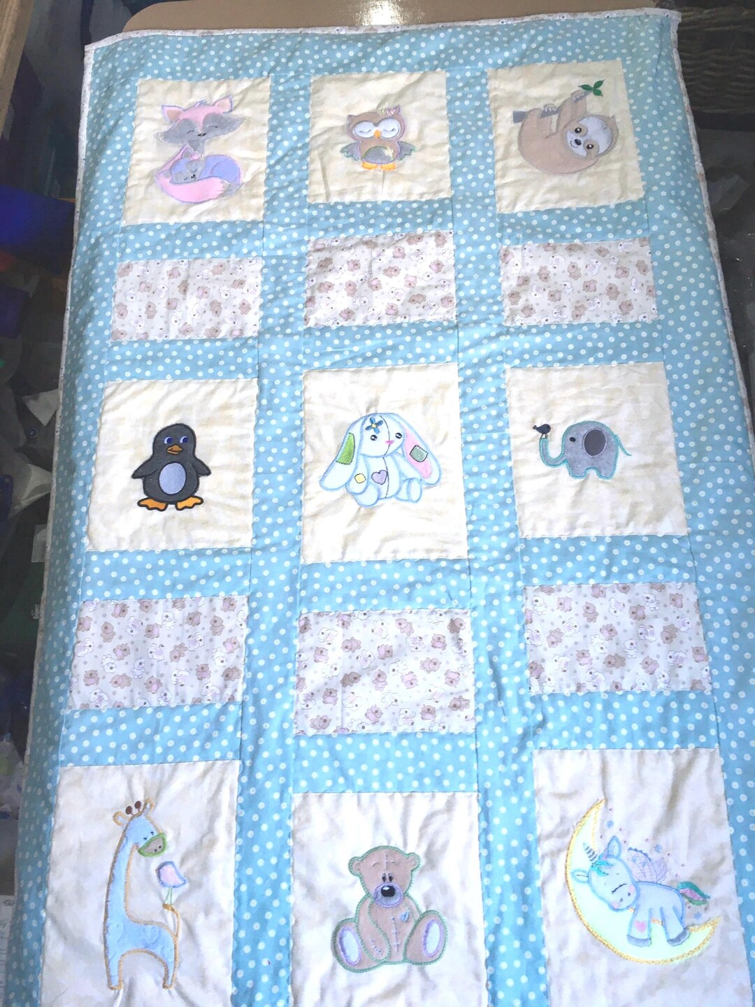Cot Quilt. Unique Patchwork Cot Quilt. Cotton Fabric and Cotton Wadding ...