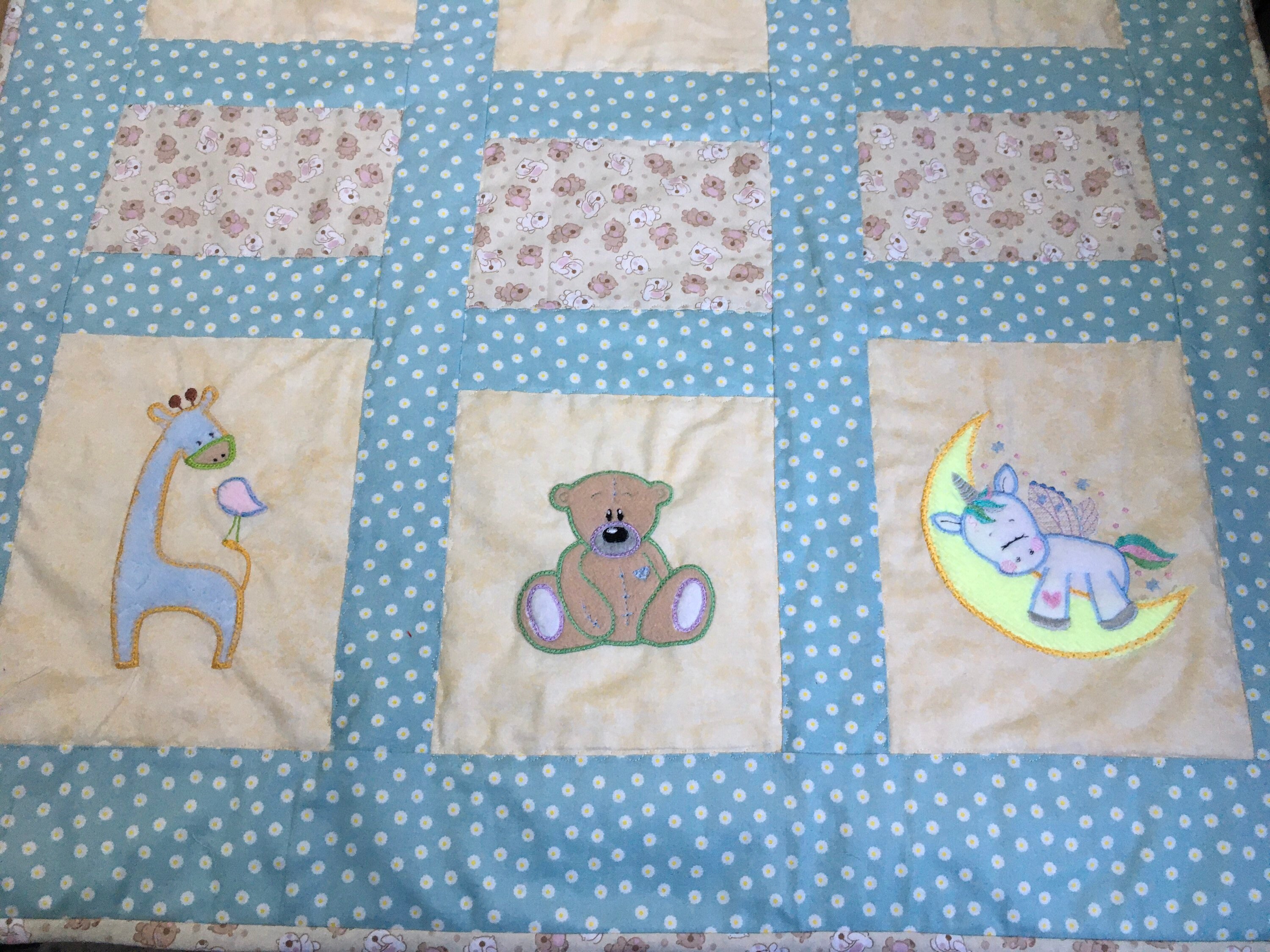 Cot Quilt. Unique Patchwork Cot Quilt. Cotton Fabric and Cotton Wadding ...