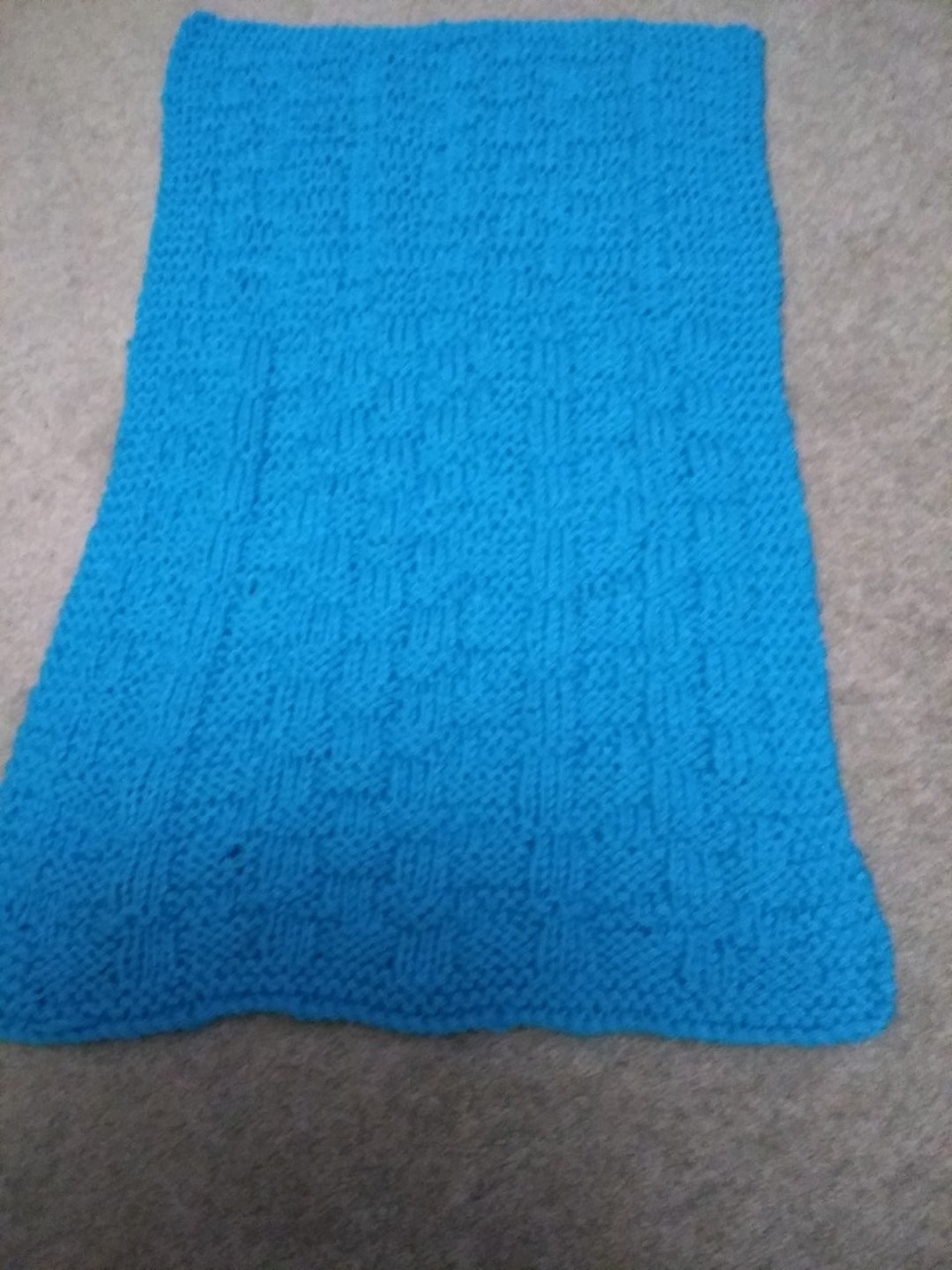 Hand Knitted Turquoise Baby Blanket - Etsy