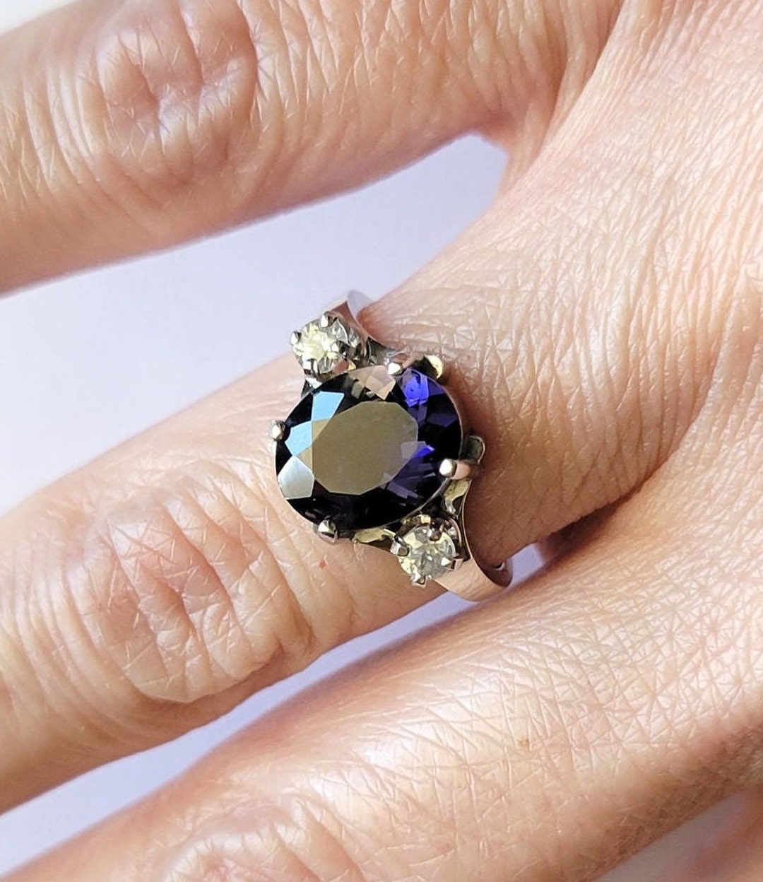 14K White Gold Oval Iolite Ring Size 6 - Etsy