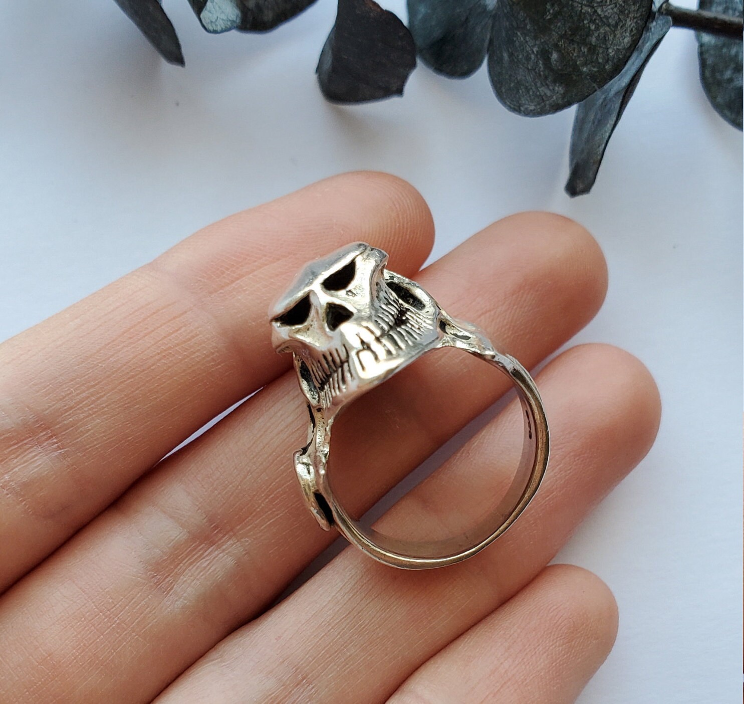 Vintage Sterling Alien Skull Ring | Etsy