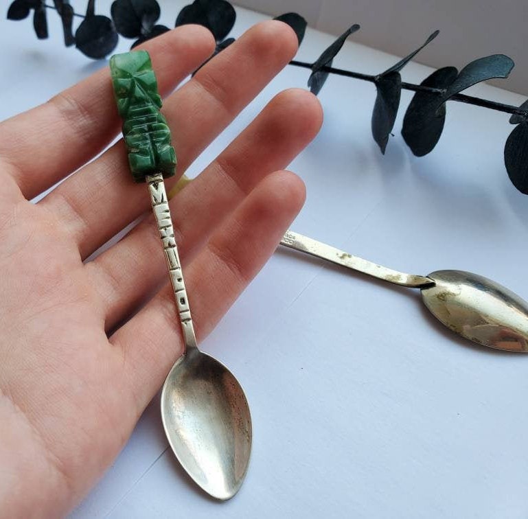 Vintage Sterling Jade Spoons - Etsy
