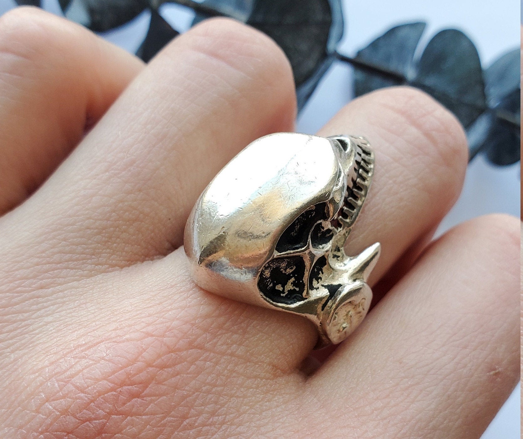 Vintage Sterling Alien Skull Ring | Etsy