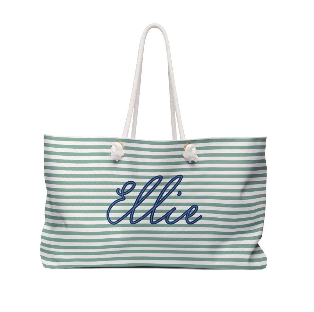 Personalized Name Striped Oversized Bag, Custom Name Tote, Custom ...