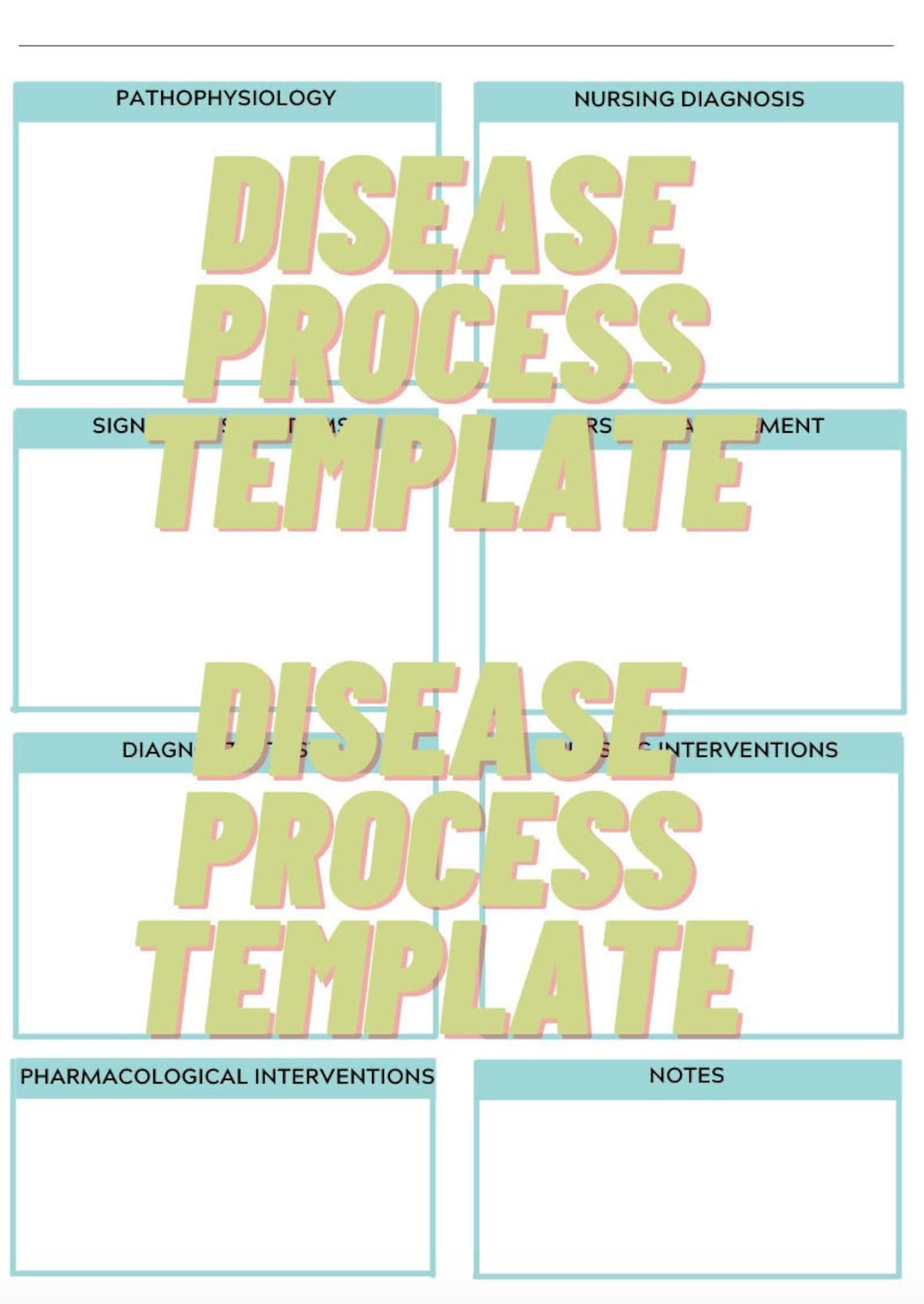 DISEASE PROCESS TEMPLATE/ Nursing/ 5 Pages | Etsy