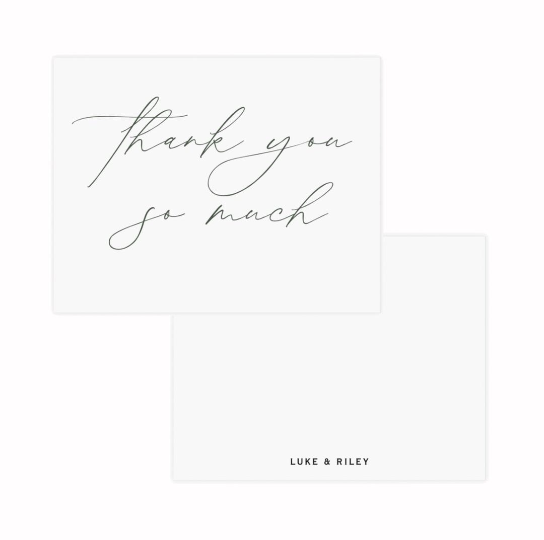 Personalized Name Thank You Cards, Custom Elegant Thank You Flat Cards ...