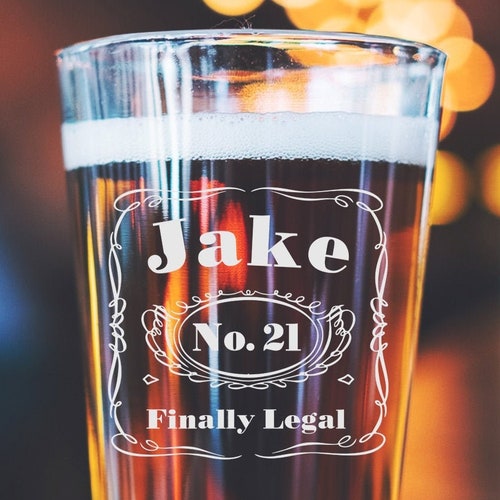 21st Birthday Engraved Beer Glass Finally 21 Personalized - Etsy