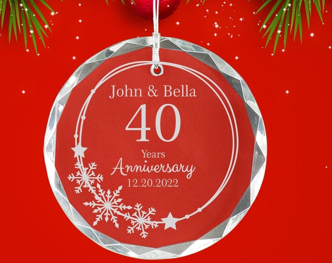40th Anniversary Personalized Crystal Holiday Ornament Christmas Tree ...