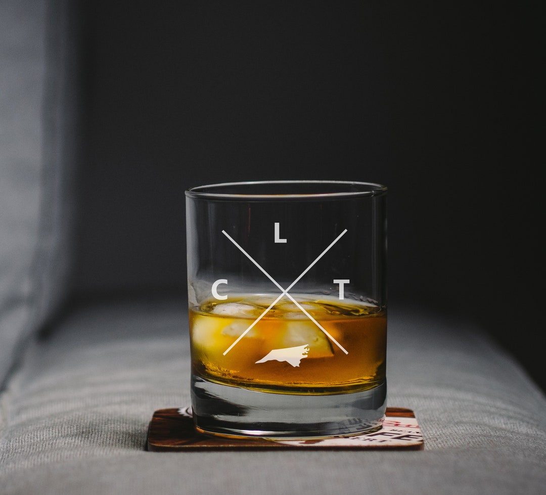 Charlotte North Carolina Whiskey Glass, Charlotte Rocks Glass ...