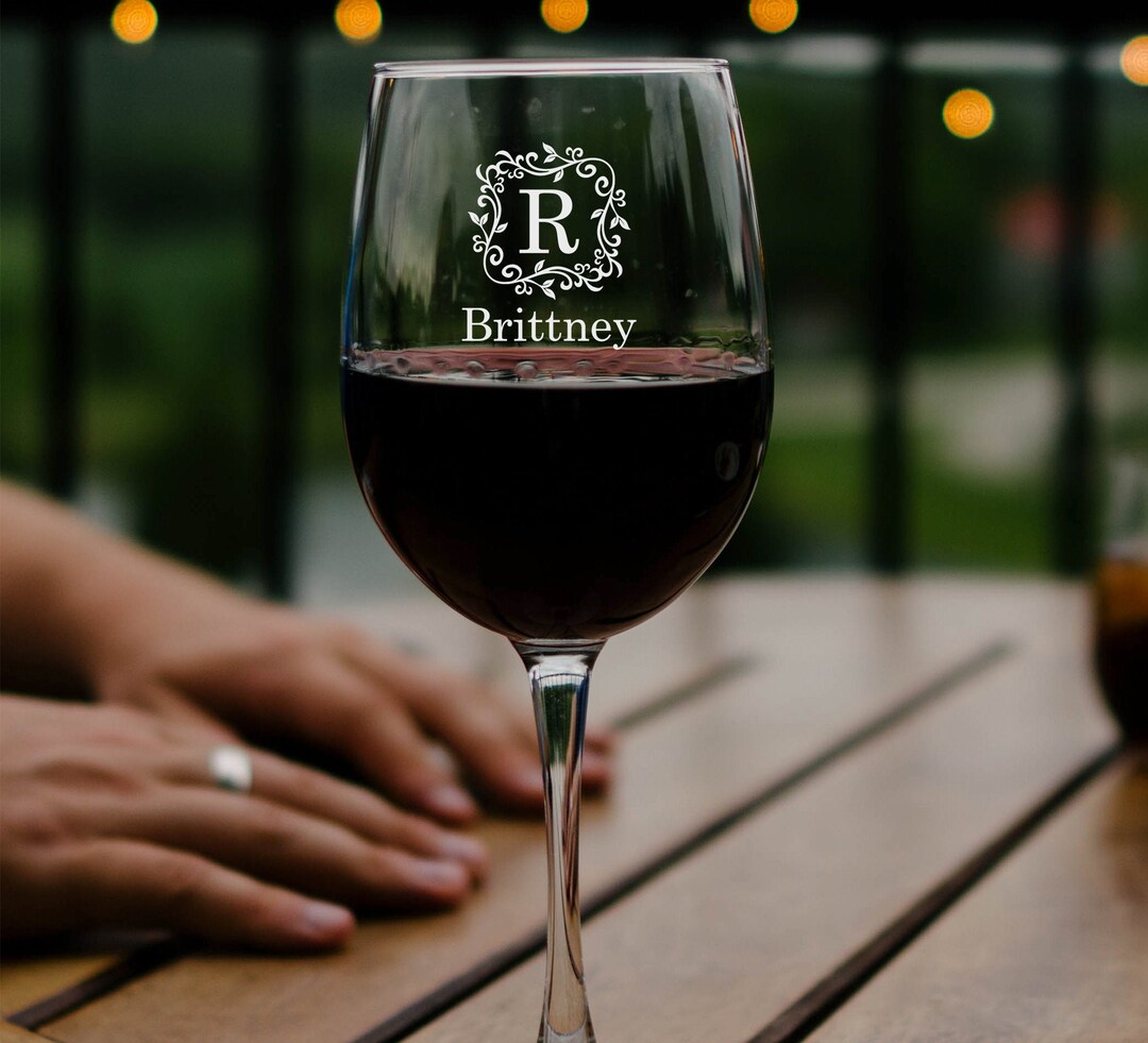 Engraved Wine Glass With Name, Stemmed Wine Glass, Personalized Wine ...