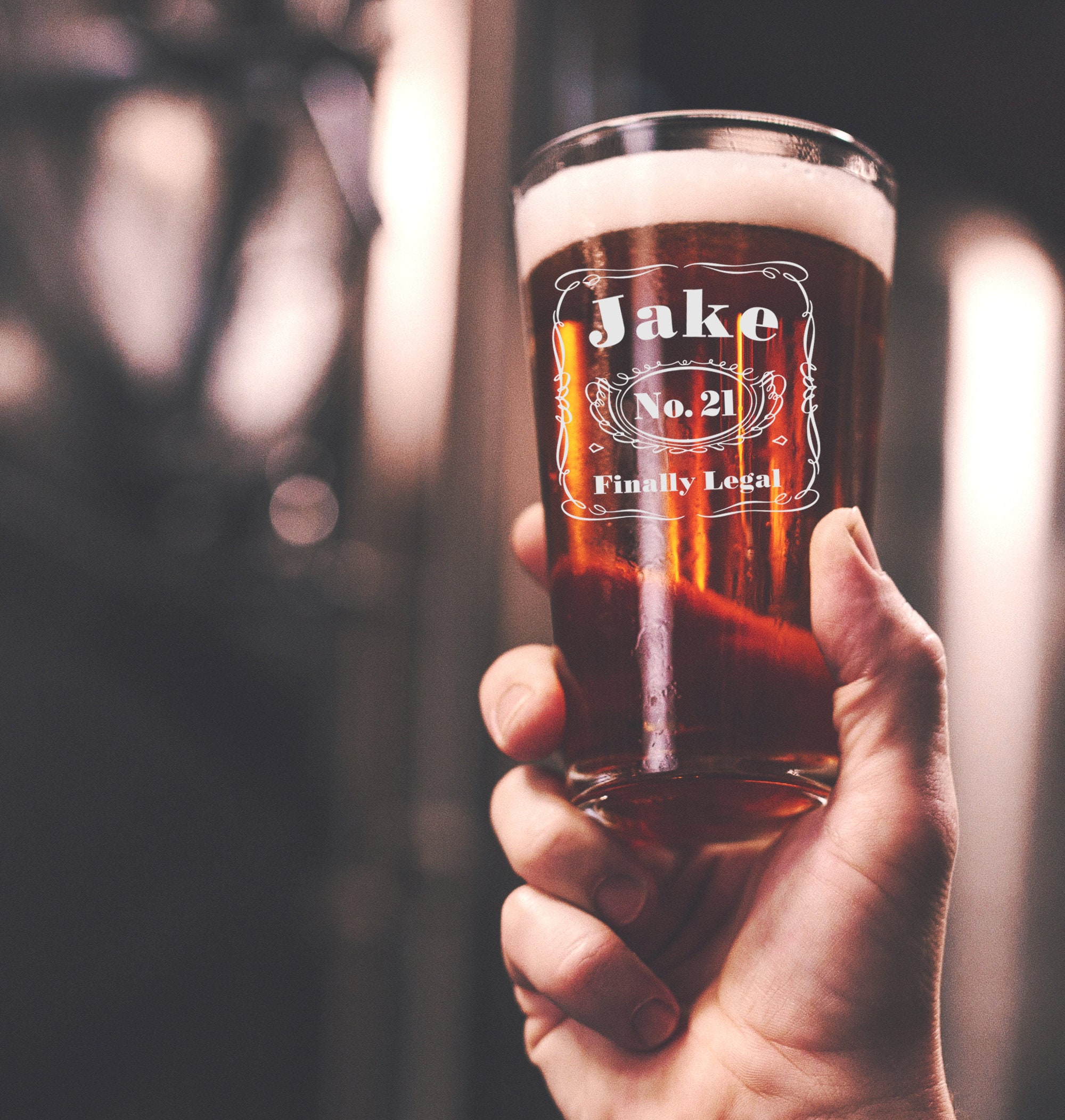 21st Birthday Engraved Beer Glass Finally 21 Personalized - Etsy