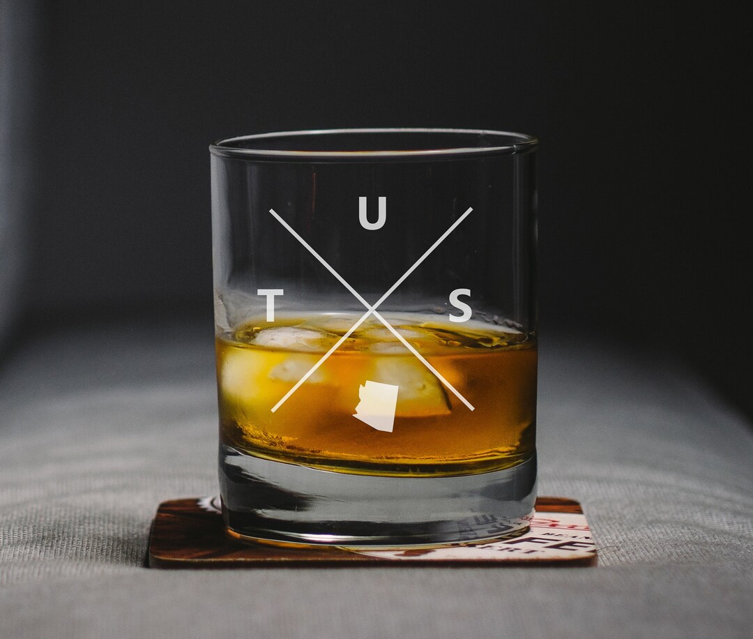 Tucson Arizona Whiskey Glass , Tucson Rocks Glass, Tucson Gift, Tucson ...