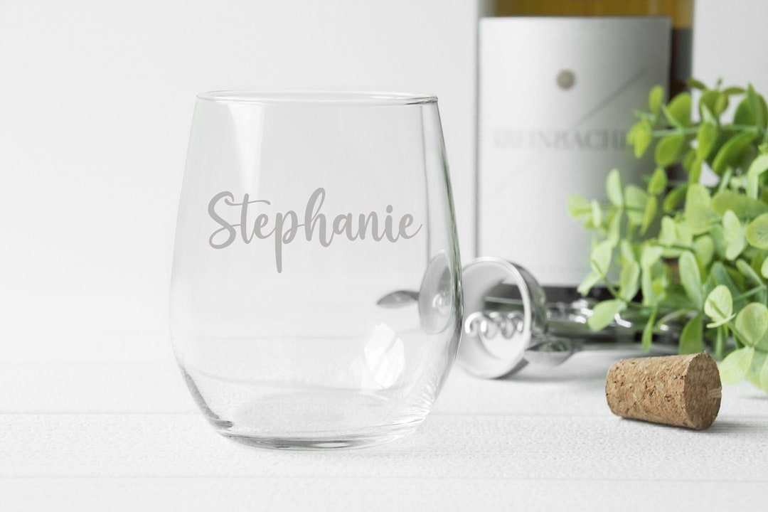 Name Wine Glass, Personalized Engraved Glass, Monogram Wine Glass ...