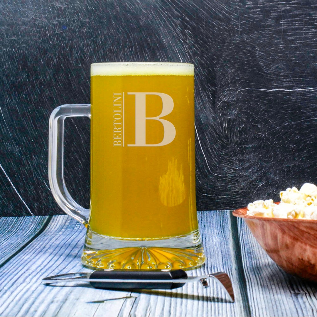 Personalized Beer Glass, Custom Monogram Beer Mug, Engraved Beer ...
