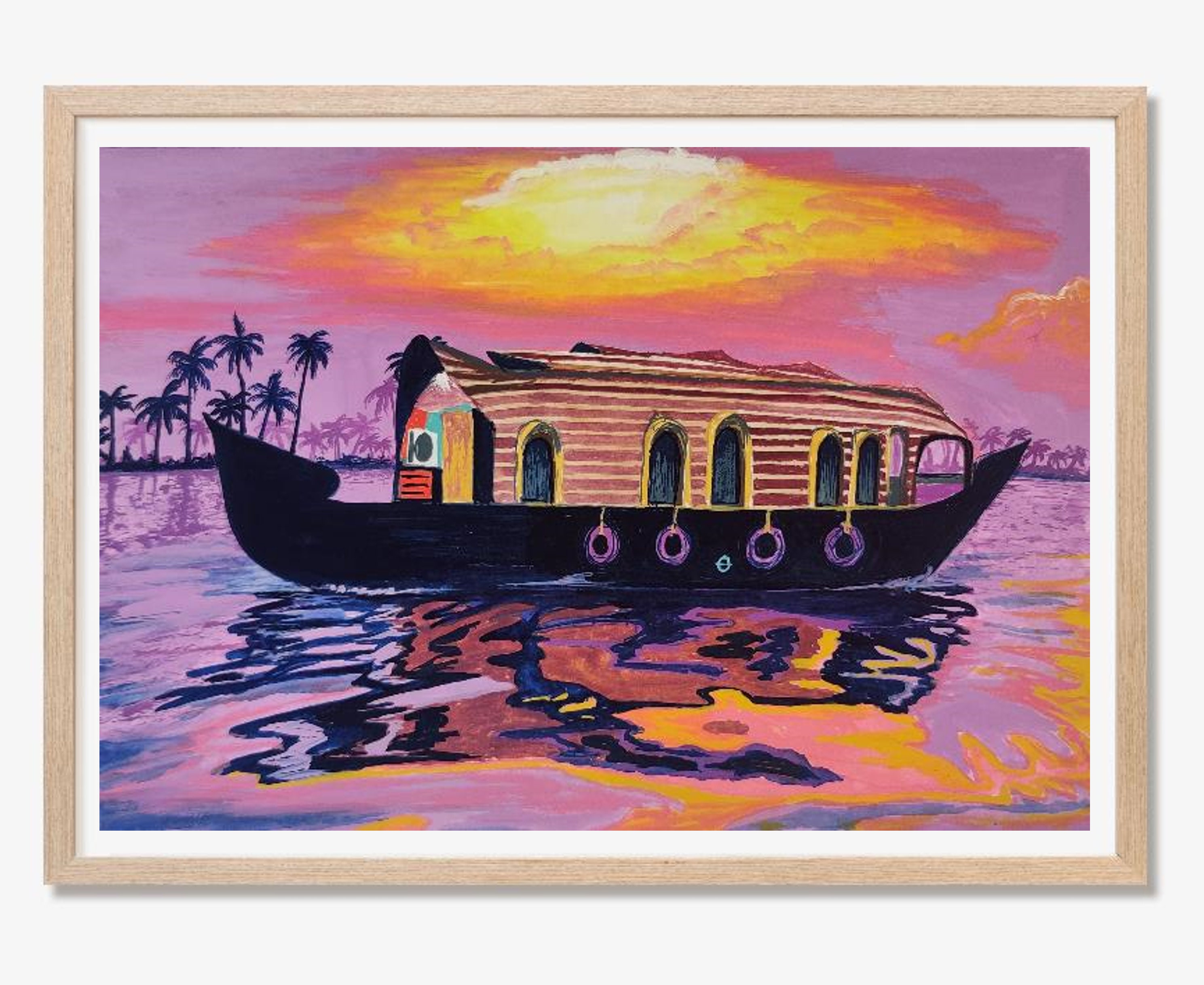Houseboat Kerala Drawing
