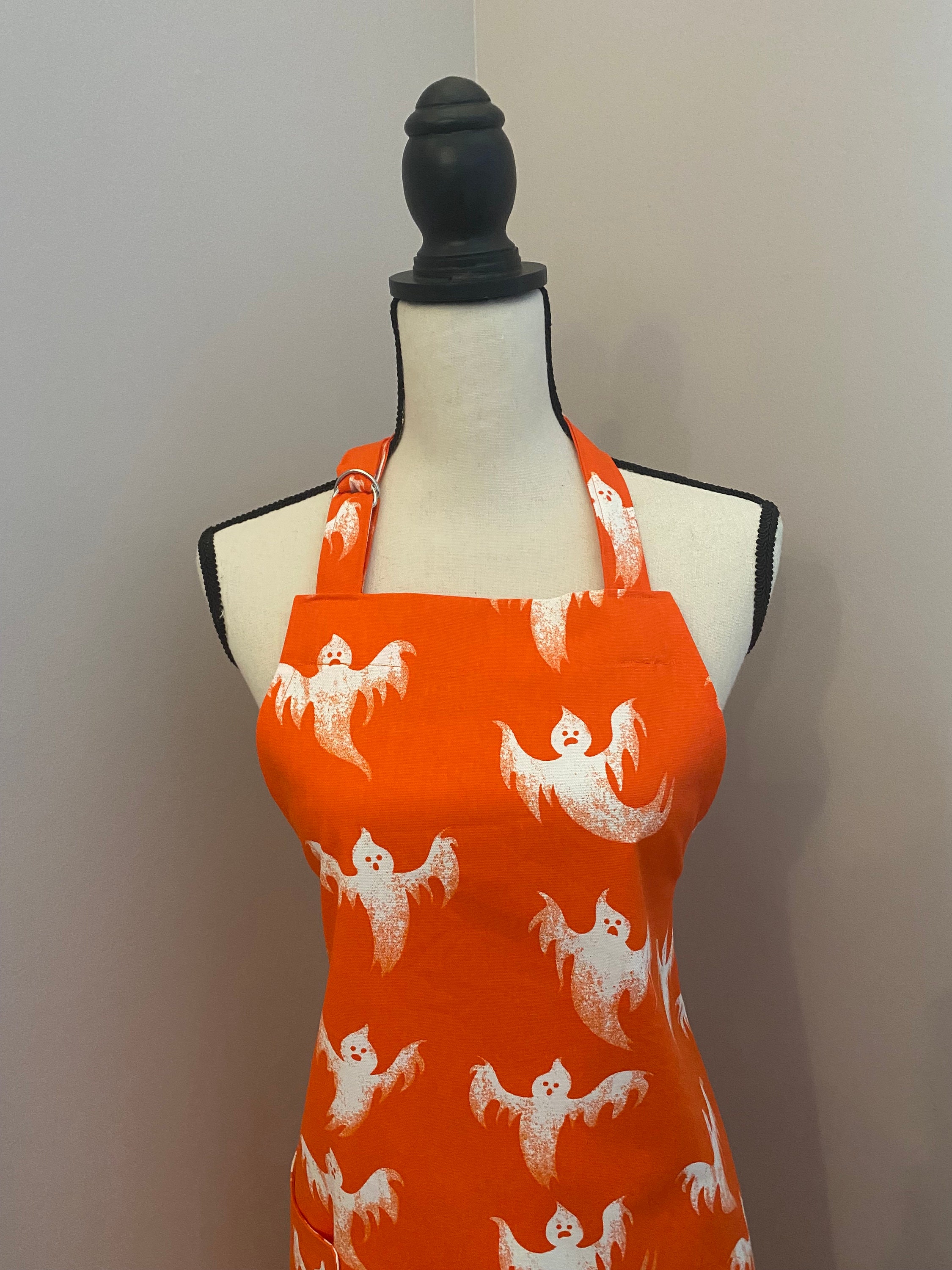 Halloween Apron Ghosts Apronorange Halloween Apron Orange - Etsy