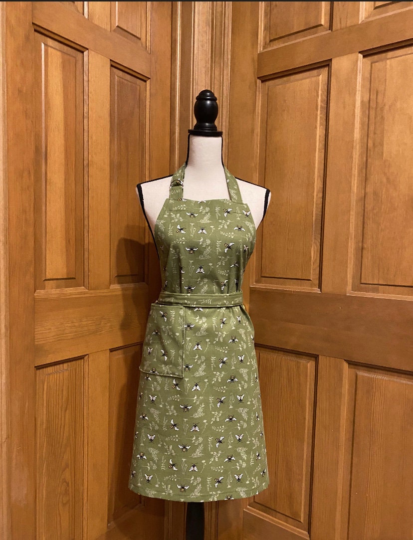 Bee Apron Green Bee Apron Honey Bee Apron Chef Apronbaking Apron Bumble ...