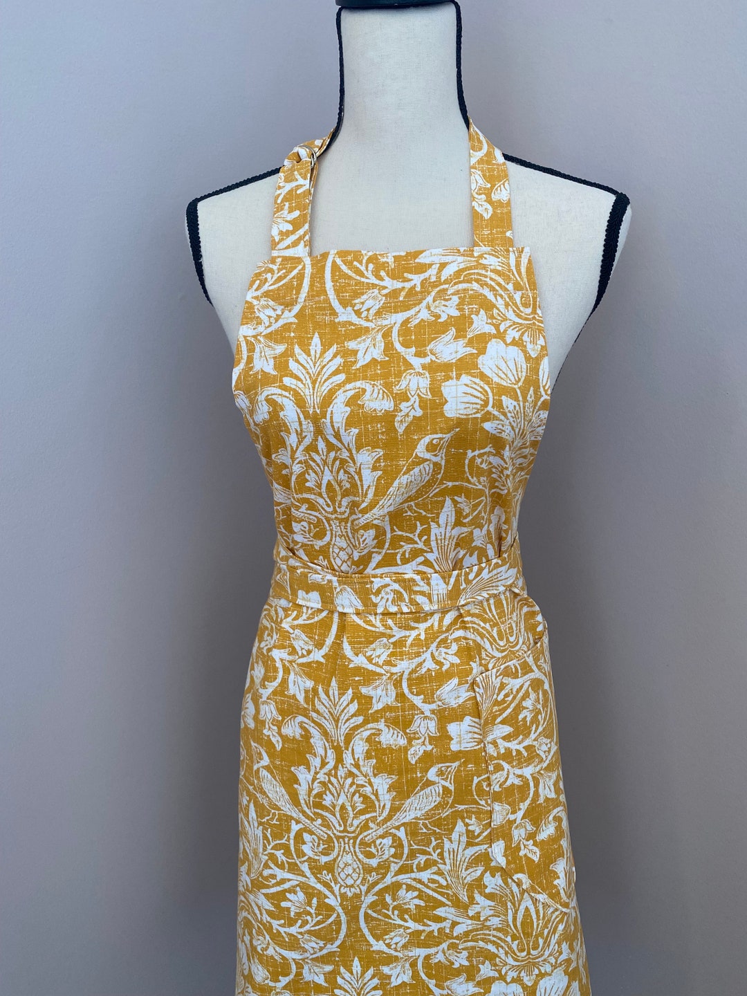 Yellow Apron~ Yellow Floral Apron~gift for Her~ Yellow Bird Apron ...