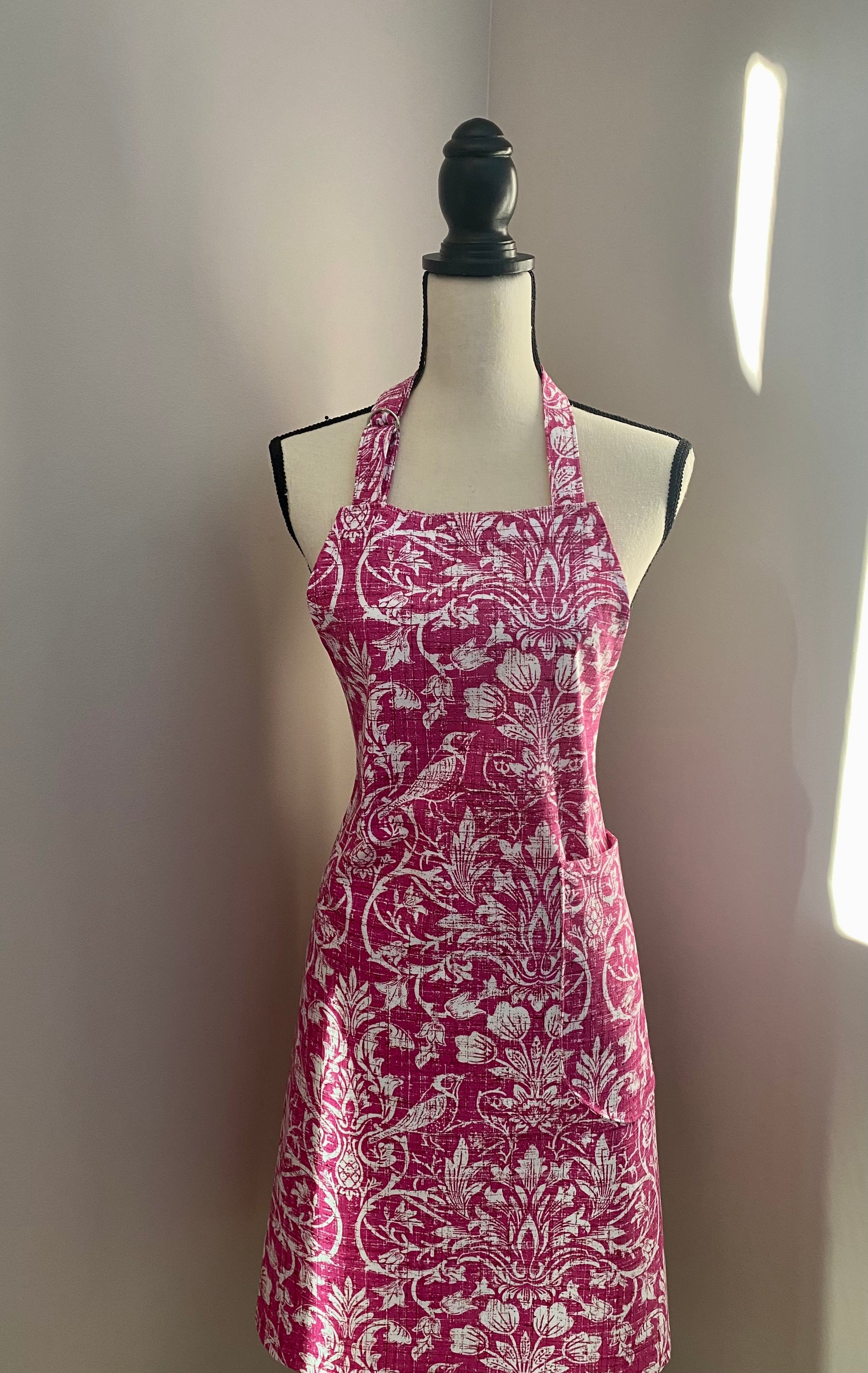 Pink Apron Pink Floral Aprongift for Her Pink Bird Apronpink Canvas ...