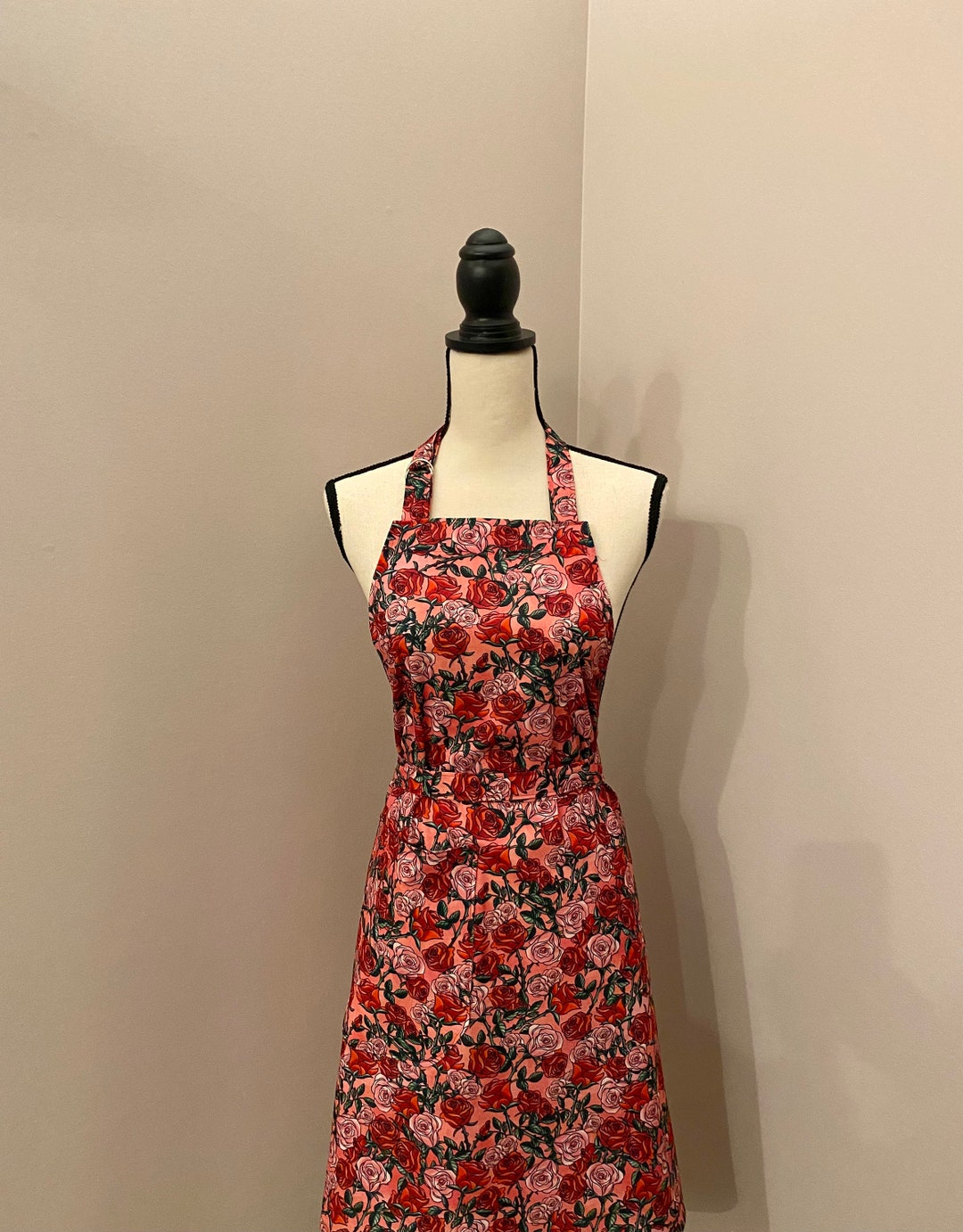 Roses Apron~ Roses Apron~floral Apron~ Red Roses Apron~pink Rose Apron ...