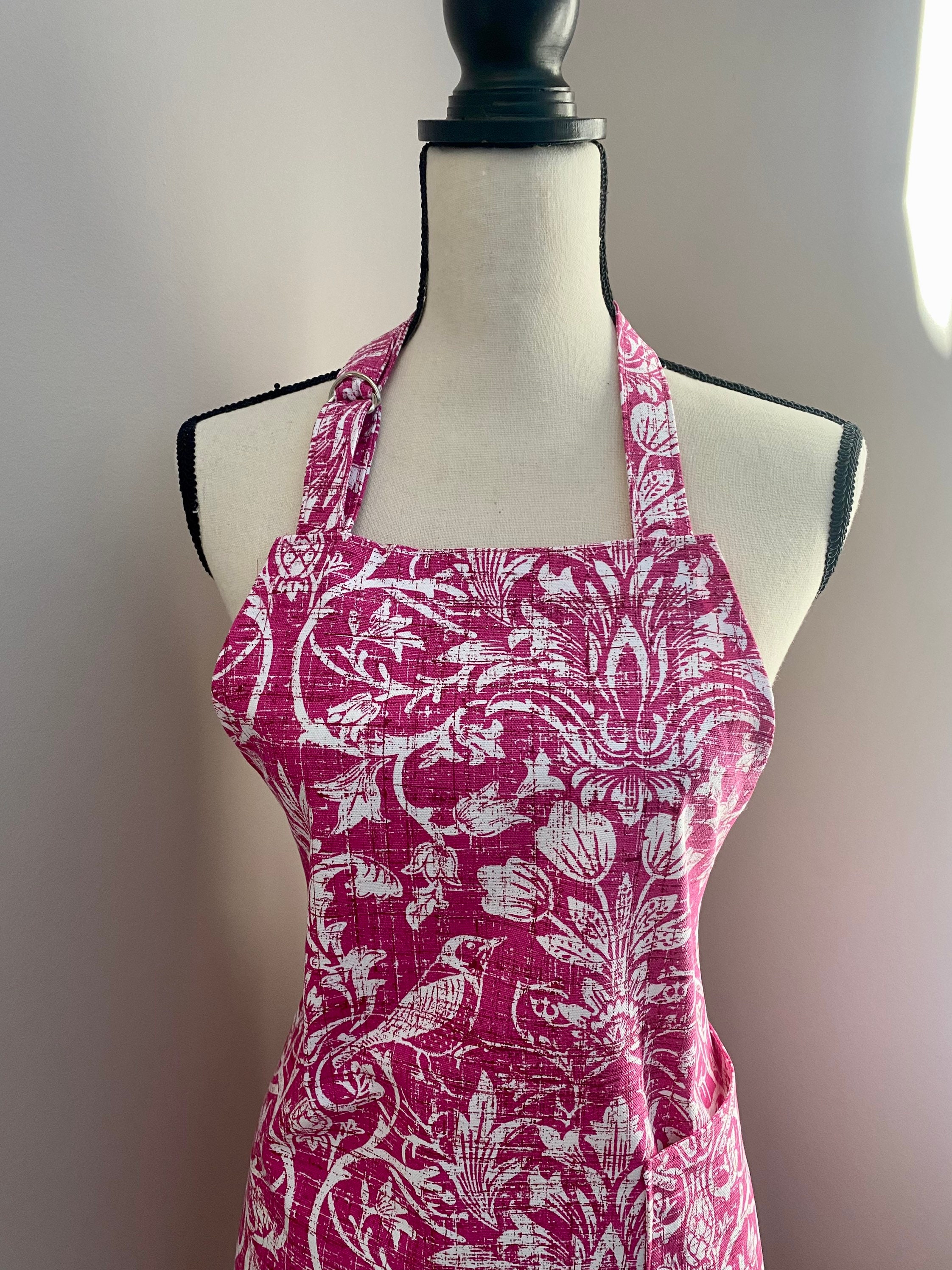 Pink Apron Pink Floral Aprongift for Her Pink Bird Apronpink Canvas ...