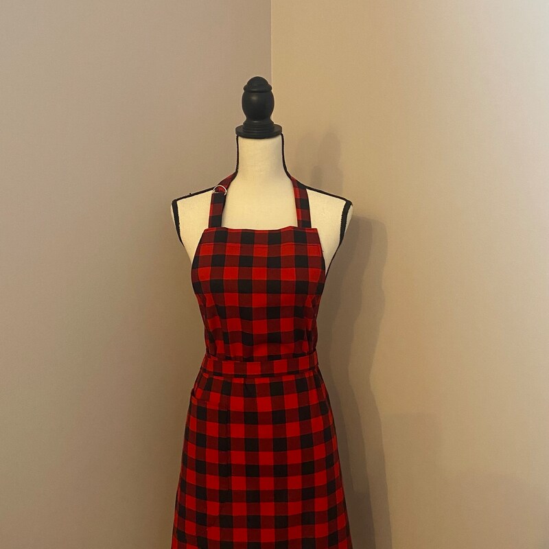 Red Gingham Apron - Etsy
