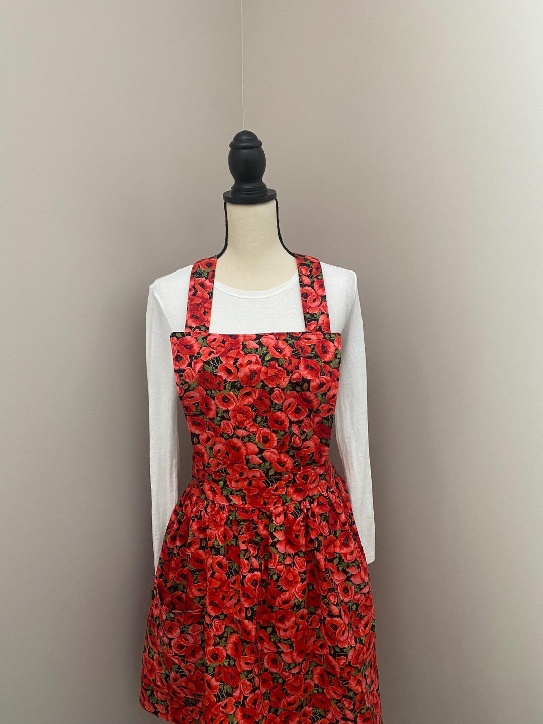 Retro Look Apronfull Skirt Apron Red Poppies Apronvintage Inspired ...