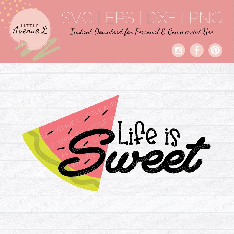 Life is Sweet SVG Watermelon SVG Summer Cut File Summer | Etsy