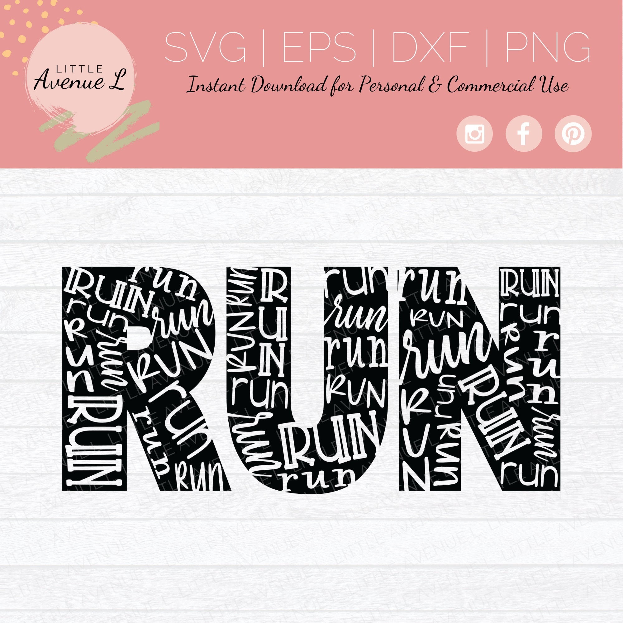Run Typography SVG Run Cut File Typography SVG Run PNG | Etsy