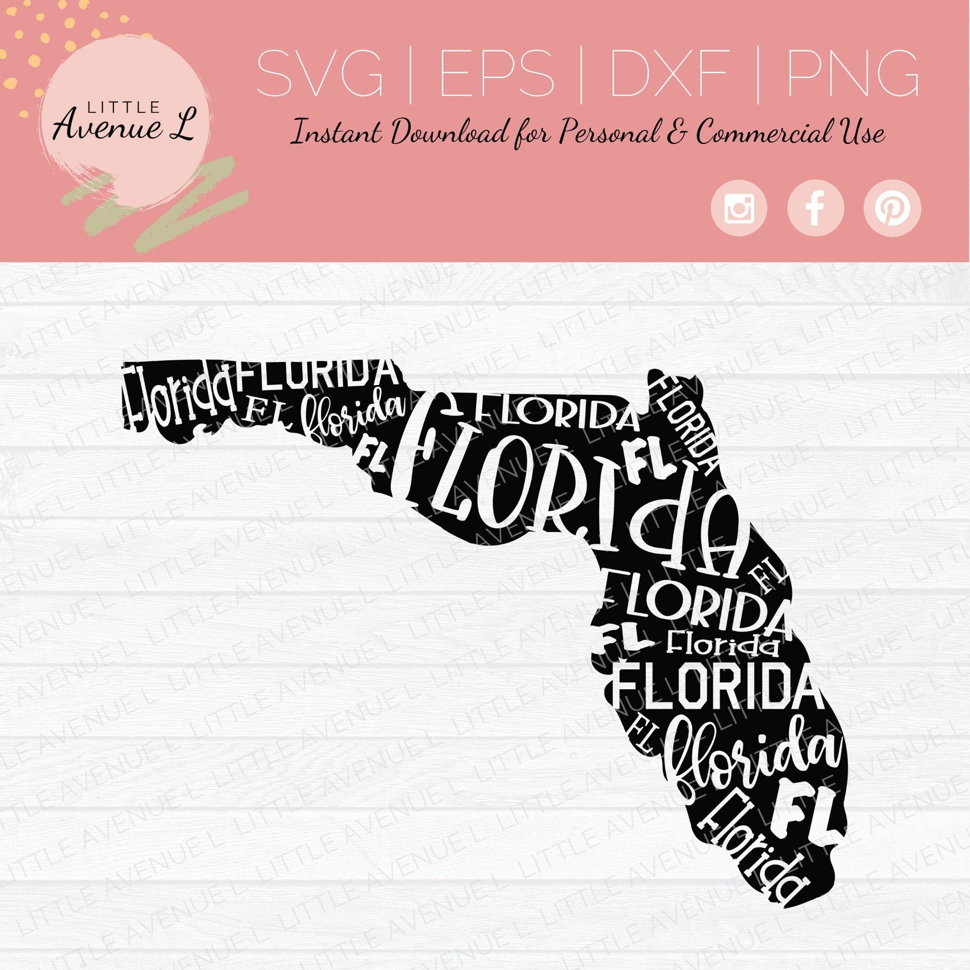 Florida SVG Typography SVG Typography Design Florida PNG | Etsy