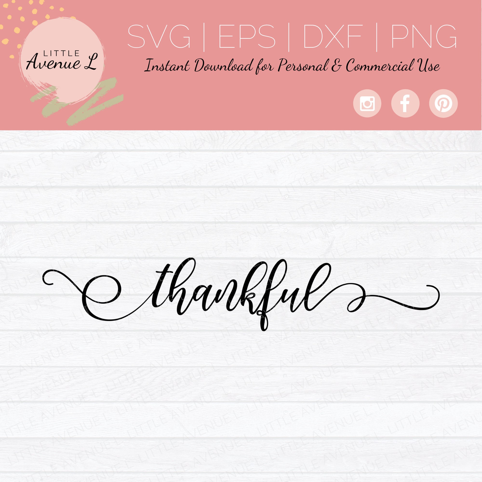 Thankful SVG Thankful Cursive Design Swirly Font Sign | Etsy