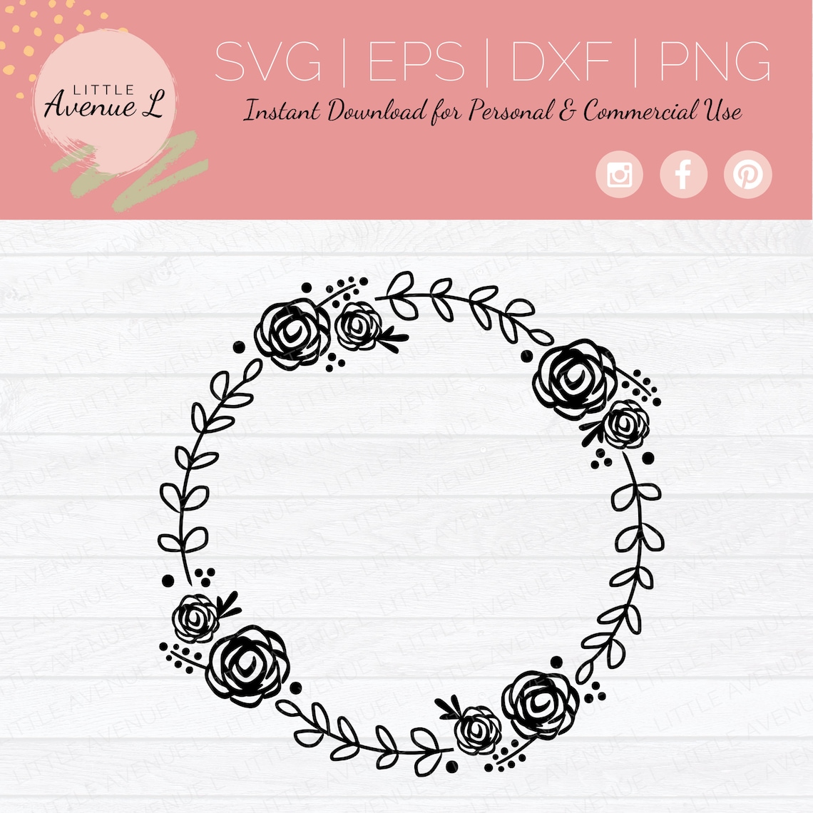 Floral Wreath SVG floral Wreath Cut File Hand Drawn Wreath - Etsy