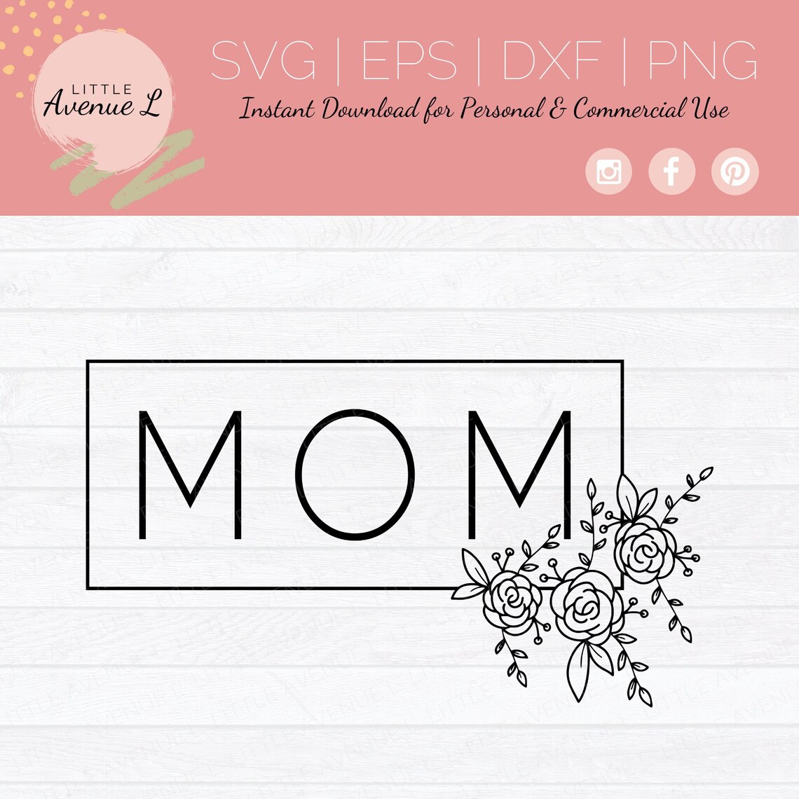 Mom Svg Mom Cut File Floral Svg Rectangle Svg Mom Png - Etsy