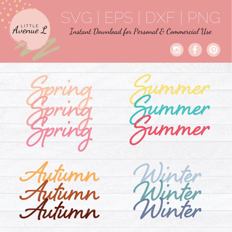 Seasons SVG Cursive SVG Stacked Svg Spring Svg Summer | Etsy