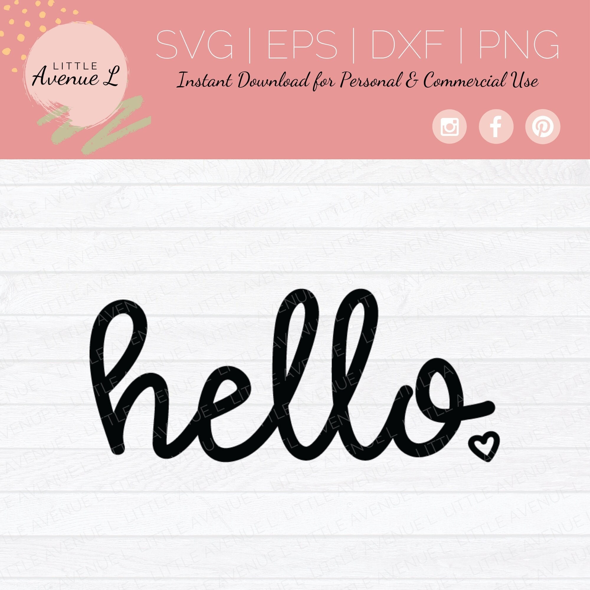 Hello SVG Hello Cut File Hello With Small Heart SVG Heart Svg - Etsy