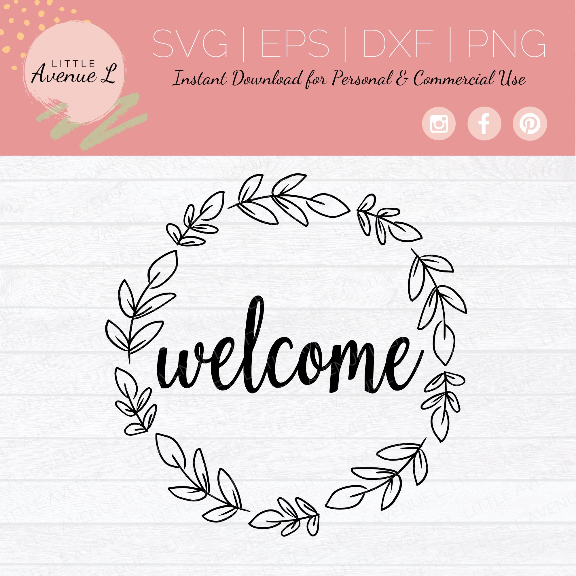 Welcome SVG Welcome Wreath SVG Hand Drawn Wreath SVG | Etsy