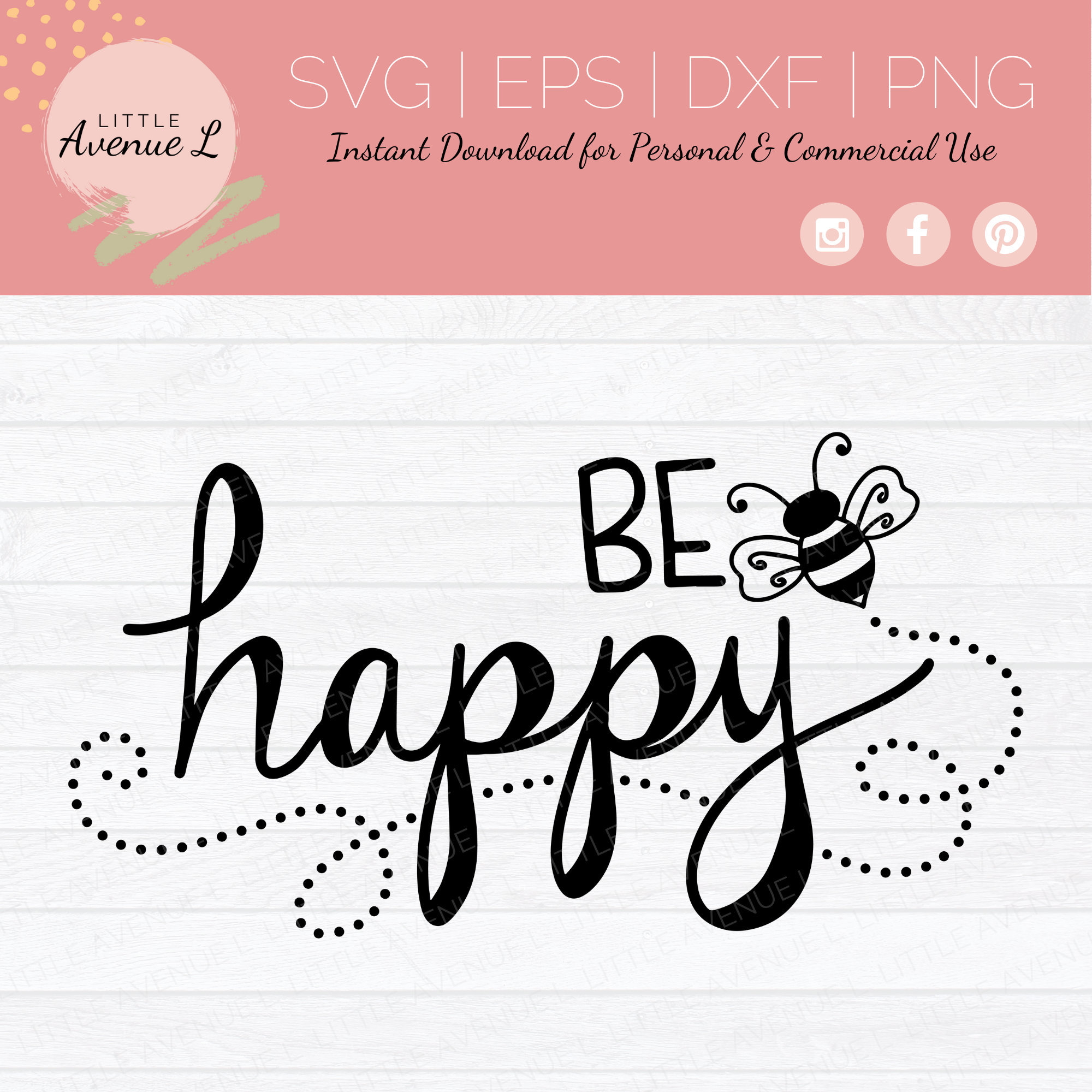Be Happy SVG Happiness SVG Bee SVG Spring svg Cute | Etsy