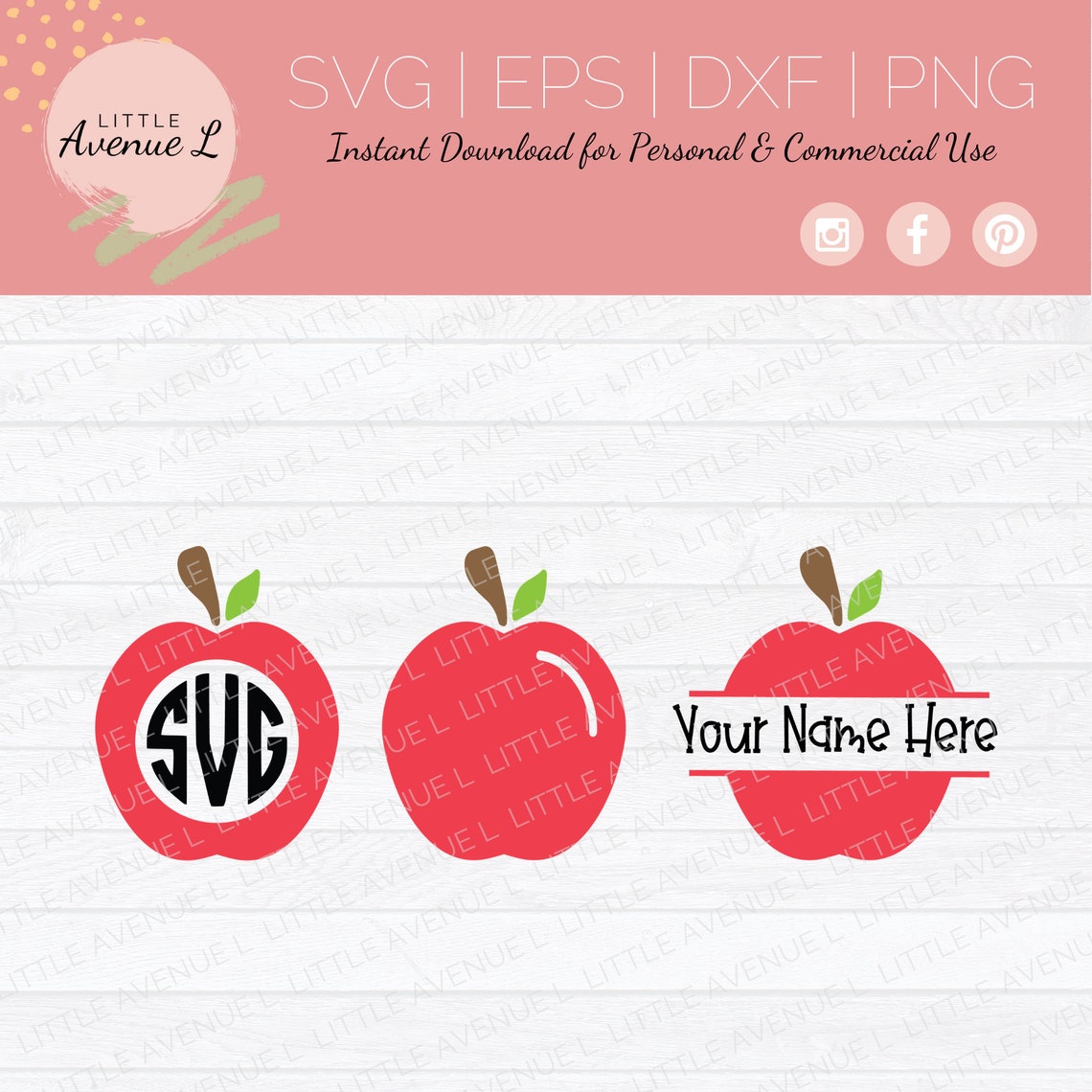 Apple SVG Apple Monogram Apple Clipart Teacher SVG | Etsy