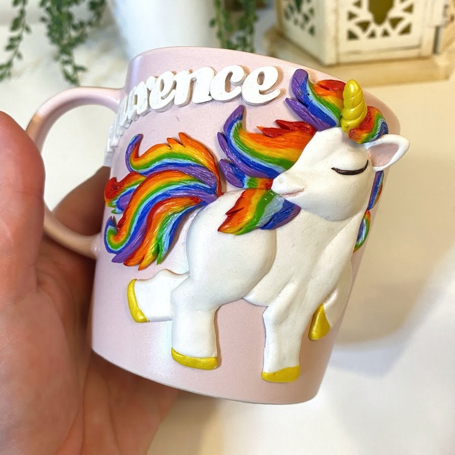 Personalized Mug Unicorn Rainbow Custom Mug And Spoon Etsy